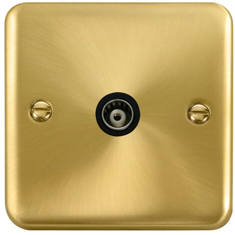 Curved Satin / Brushed Brass Single Isolated Coaxial Socket - Black ...