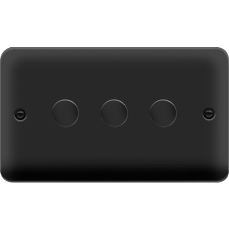 Curved Matt Black 3 Gang 2 Way LED 100W Trailing Edge Dimmer Light ...