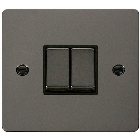 Flat Plate Black Nickel 10A 2 Gang 2 Way Ingot Light Switch - Black ...