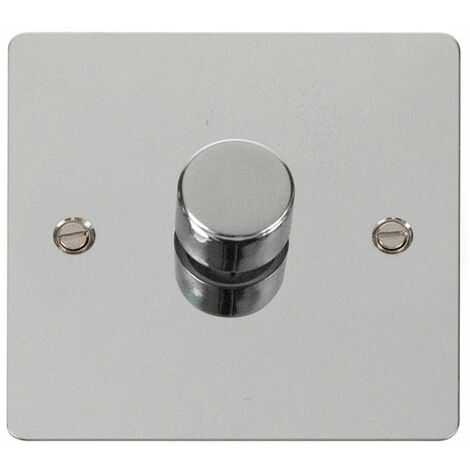 Flat Plate Polished Chrome 1 Gang 2 Way LED 100W Trailing Edge Dimmer ...