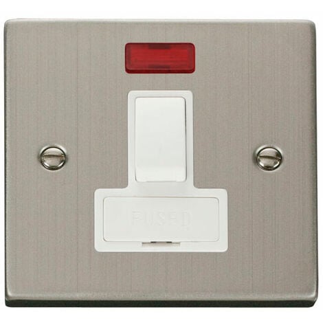 Stainless Steel 13A Fused Connection Unit Switched With Neon - White ...