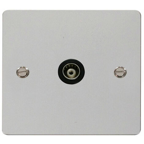 Flat Plate Polished Chrome Single Isolated Coaxial Socket - Black Trim ...