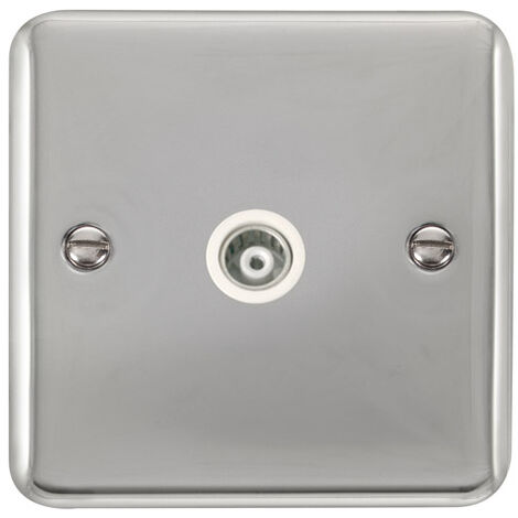 Curved Polished Chrome Single Isolated Coaxial Socket - White Trim - SE ...