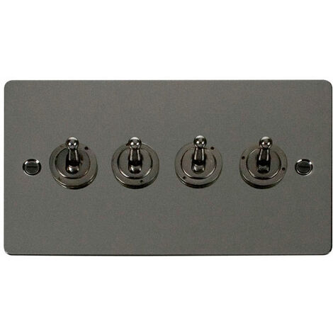 Flat Plate Black Nickel 4 Gang 2 Way 10AX Toggle Light Switch - SE Home