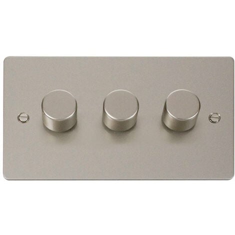 Flat Plate Pearl Nickel 3 Gang 2 Way LED 100W Trailing Edge Dimmer ...