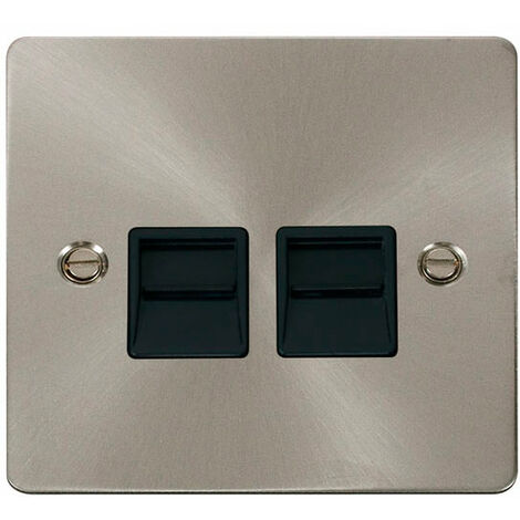 Flat Plate Satin / Brushed Chrome Secondary Telephone Twin Socket ...