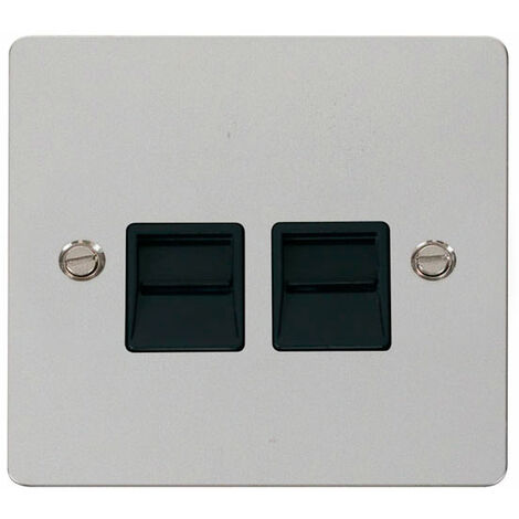 Flat Plate Polished Chrome Master Telephone Twin Socket - Black Trim ...