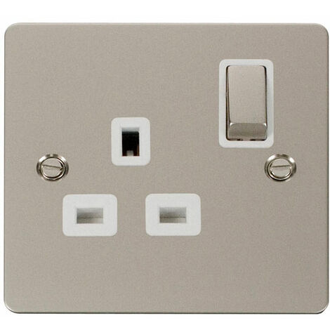 Flat Plate Pearl Nickel 1 Gang 13A DP Ingot Switched Plug Socket ...