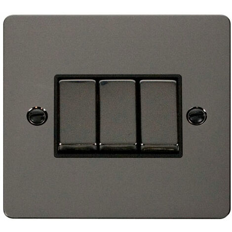 Flat Plate Black Nickel 10A 3 Gang 2 Way Ingot Light Switch - Black ...