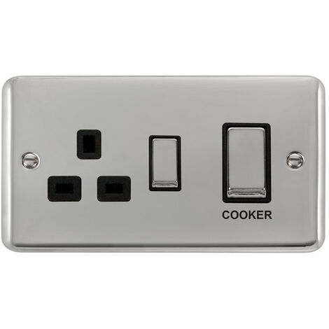 Curved Polished Chrome Cooker Control Ingot 45A With 13A Switched Plug ...
