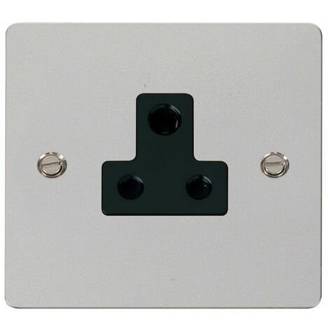 Flat Plate Polished Chrome 1 Gang 5A Round Pin Socket - Black Trim - SE ...
