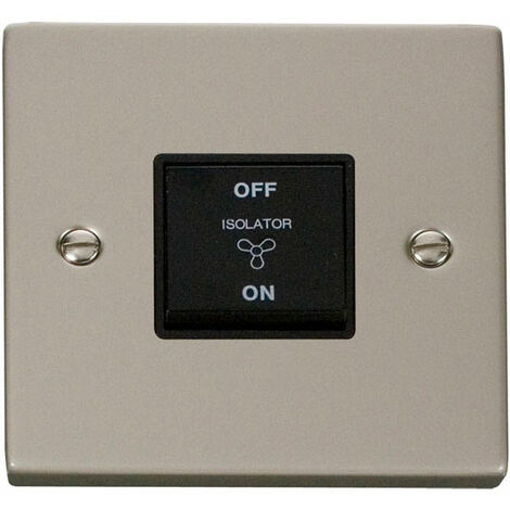 Pearl Nickel 10A 3 Pole Fan Isolation Switch - Black Trim - SE Home
