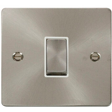 Flat Plate Satin / Brushed Chrome 10A 1 Gang 2 Way Ingot Light Switch ...