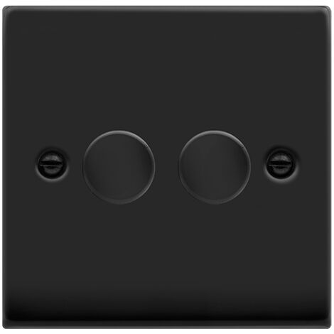 Matt Black 2 Gang 2 Way LED 100W Trailing Edge Dimmer Light Switch - SE ...