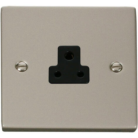 Pearl Nickel 1 Gang 2A Round Pin Socket - Black Trim - SE Home