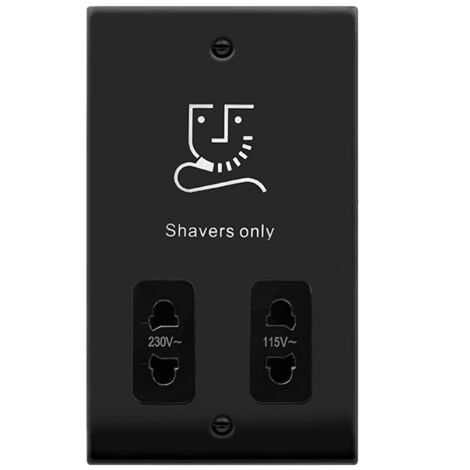 Matt Black Shaver Socket 115v/230v - Black Trim - SE Home