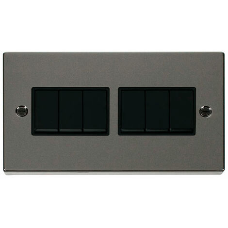 Black Nickel 10A 6 Gang 2 Way Light Switch - Black Trim - SE Home