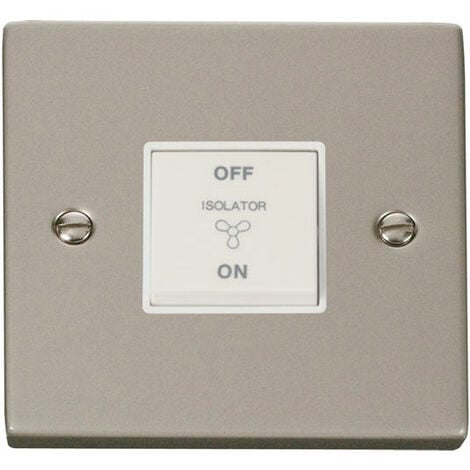 Pearl Nickel 10A 3 Pole Fan Isolation Switch - White Trim - SE Home