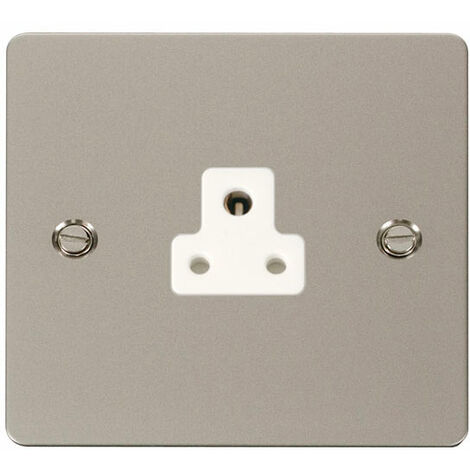 Flat Plate Pearl Nickel 1 Gang 2A Round Pin Socket - White Trim - SE Home