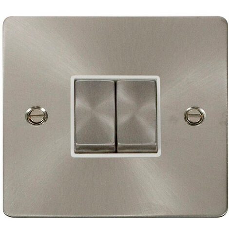 Flat Plate Satin / Brushed Chrome 10A 2 Gang 2 Way Ingot Light Switch ...
