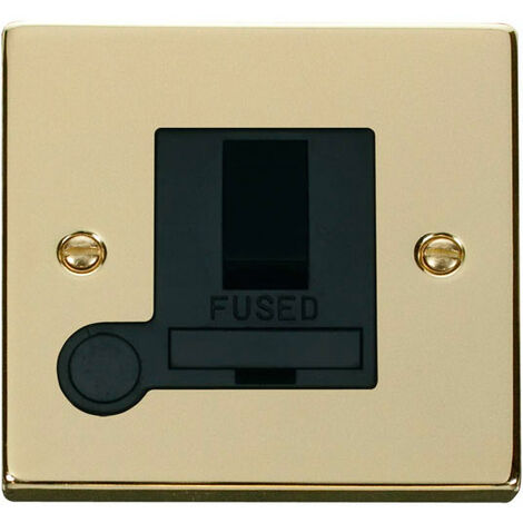 Polished Brass 13A Fused Connection Unit Switched With Flex - Black ...