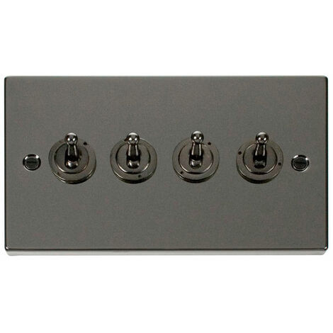 Black Nickel 4 Gang 2 Way 10AX Toggle Light Switch - SE Home