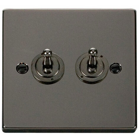 Black Nickel 2 Gang 2 Way 10AX Toggle Light Switch - SE Home