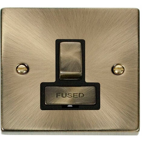 Antique Brass 13A Fused Ingot Connection Unit Switched - Black Trim ...
