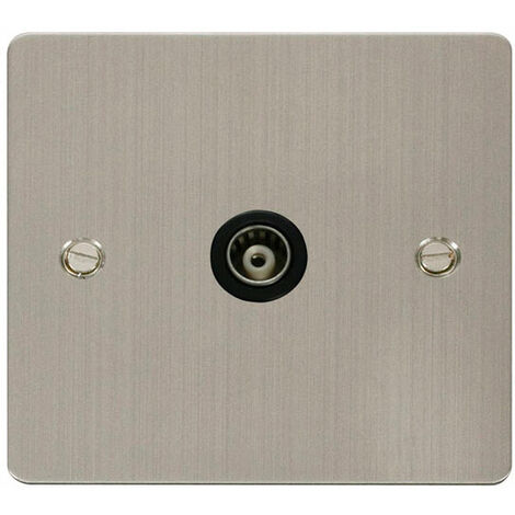 Flat Plate Stainless Steel Single Isolated Coaxial Socket - Black Trim ...