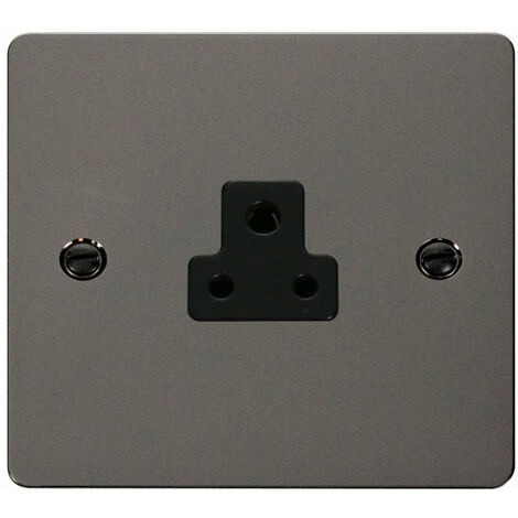 Flat Plate Black Nickel 1 Gang 2A Round Pin Socket - Black Trim - SE Home