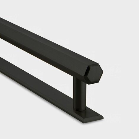 Black Hexagonal Cabinet T Bar Handle With Backplate - Solid Brass ...