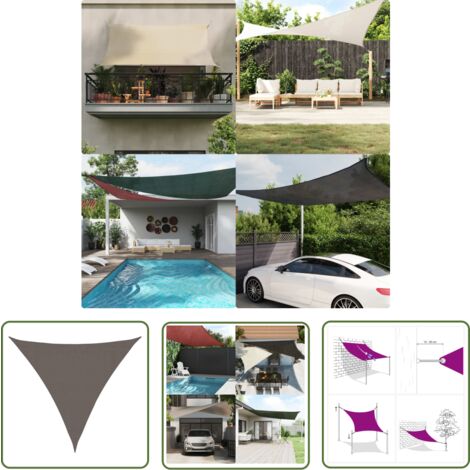 The Living Store Parasol en PEHD triangulaire 3,6 x 3,6 x 3,6 m ...