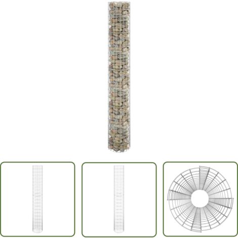 The Living Store Poteau à gabion circulaire Acier galvanisé Ø30x200 cm ...
