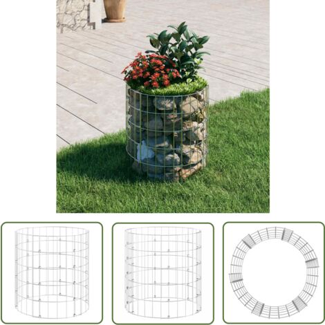 The Living Store Poteau à gabion circulaire Acier galvanisé Ø50x50 cm ...