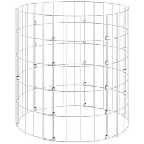 The Living Store Poteau à gabion circulaire Acier galvanisé Ø50x50 cm ...