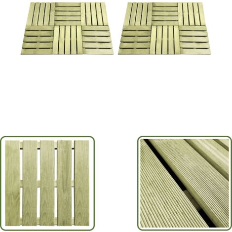 The Living Store Dalles de terrasse 12 pcs 50x50 cm Bois Vert - Dalles ...