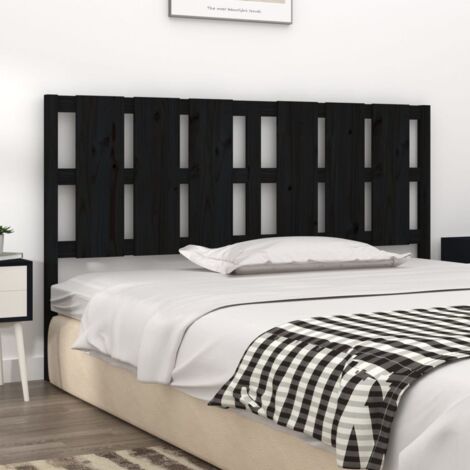 Tête de lit design bois noir pin massif durable literie 165,5 cm ...
