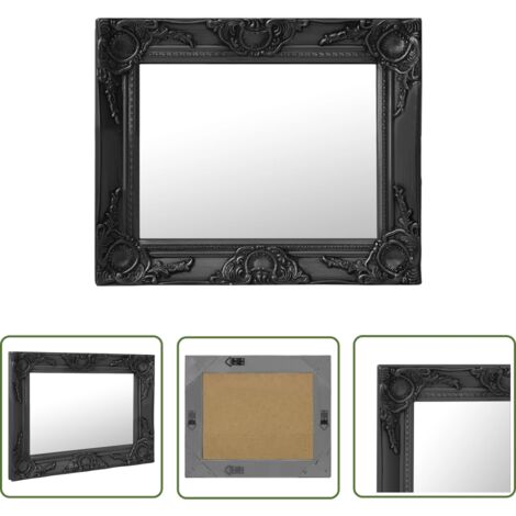 The Living Store Miroir mural style baroque 50x40 cm noir - Miroir ...