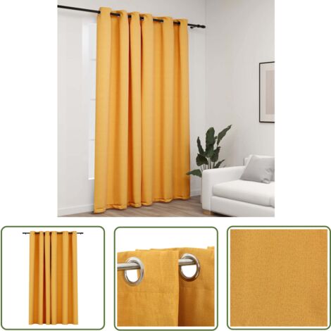 The Living Store Rideau occultant Aspect de lin avec œillets Jaune ...