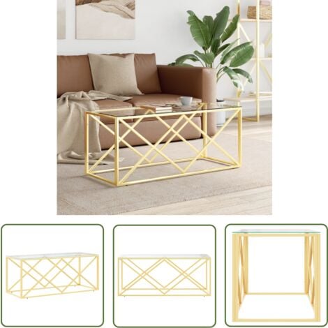 The Living Store Table basse 110x45x45 cm acier inoxydable et verre ...