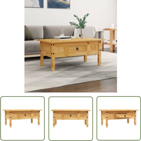 The Living Store Table basse Pin mexicain Gamme Corona 100 x 55 x 44 cm ...