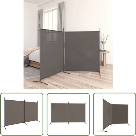 The Living Store Cloison de séparation 2 panneaux Anthracite 348x180 cm ...
