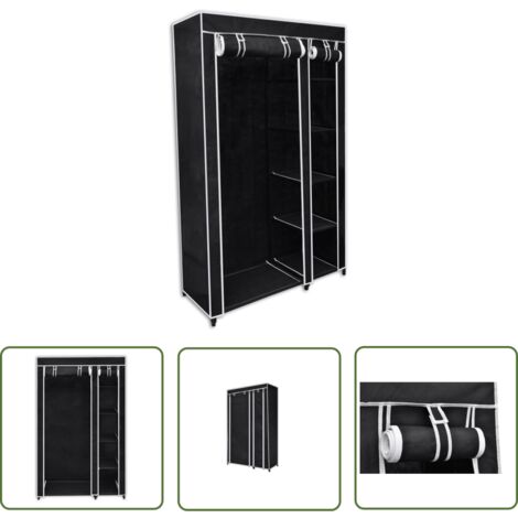 The Living Store Garde-robe pliable Noir 110 x 45 x 175 cm - Armoire ...