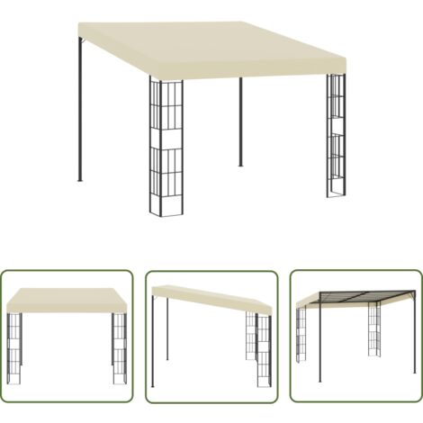 The Living Store Belvédère mural 3x3 m Crème Tissu - Abris Extérieurs ...