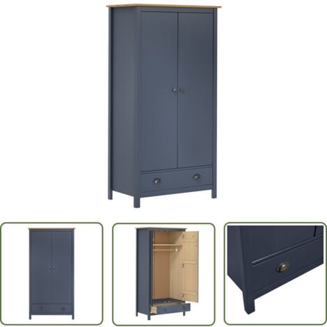 The Living Store Garde-robe à 2 portes Hill Gris 89x50x170cm Bois de ...