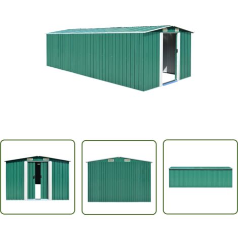 The Living Store Abri de jardin 257x580x181 cm Métal Vert - Abri De ...