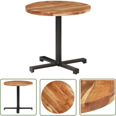 The Living Store Table de bistro Ronde Ø80x75 cm Bois d'acacia massif ...