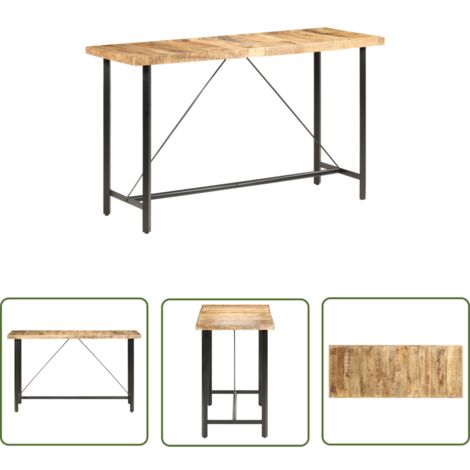 The Living Store Table de bar 180x70x107 cm Bois de manguier brut ...