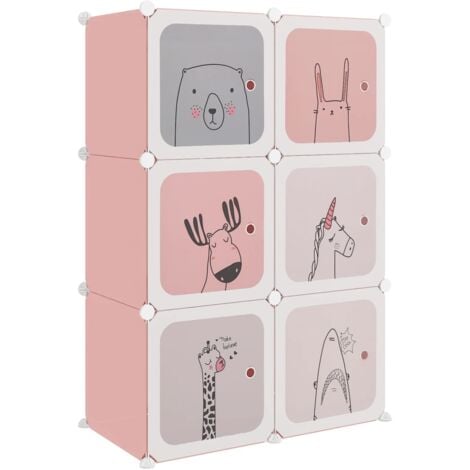 The Living Store Armoire de rangement pour enfants avec 6 cubes Rose PP ...