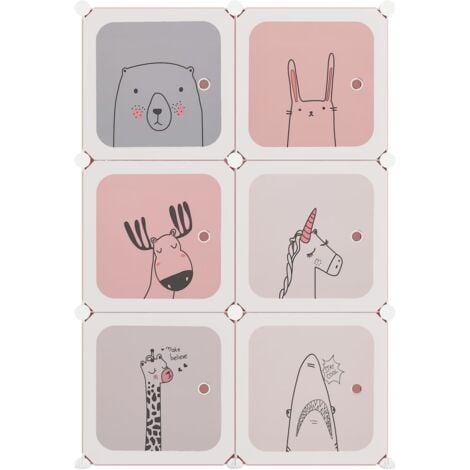 The Living Store Armoire de rangement pour enfants avec 6 cubes Rose PP ...